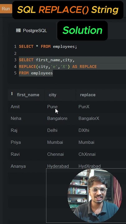 SQL REPLACE() String #coding #sql #programming - YouTube