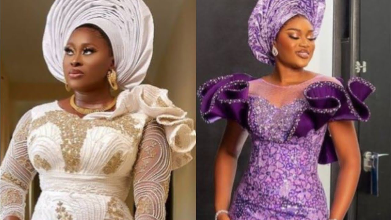 Stunning African Wax Dresses Styles: Lace and Damask Asoebi Design for ...