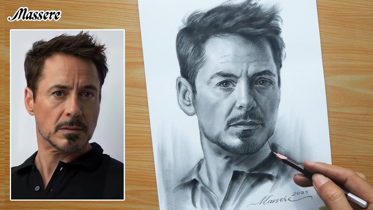 How to Draw Portrait Robert Downey Jr Drawing with Pencil Step by Step ...