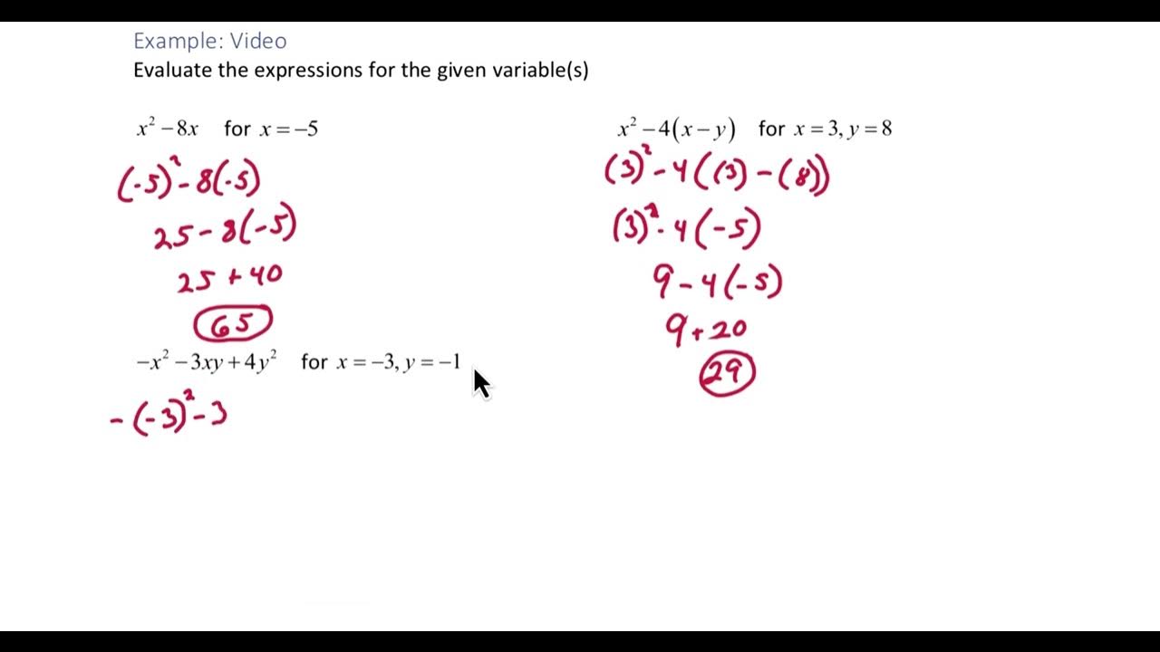 Intro to Evaluating Algebraic Expressions - YouTube