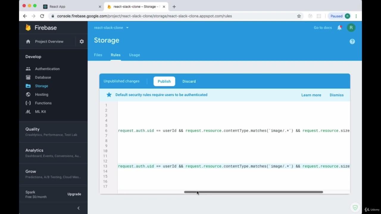 Write Firebase Storage Rules for Media Files - Securing our App with Firebase Rules - YouTube