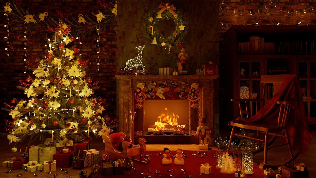 Cozy Christmas Ambience | Cozy Cabin with Christmas Tree and Fireplace ...