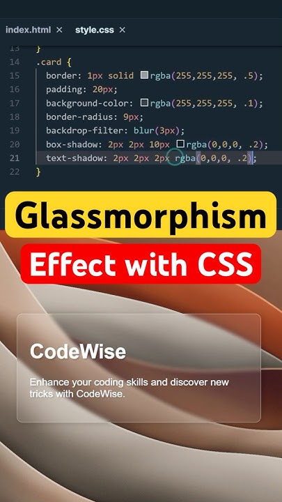 Card Glassmorphism Effect with CSS | Backdrop-Filter | #Shorts #CSS - YouTube