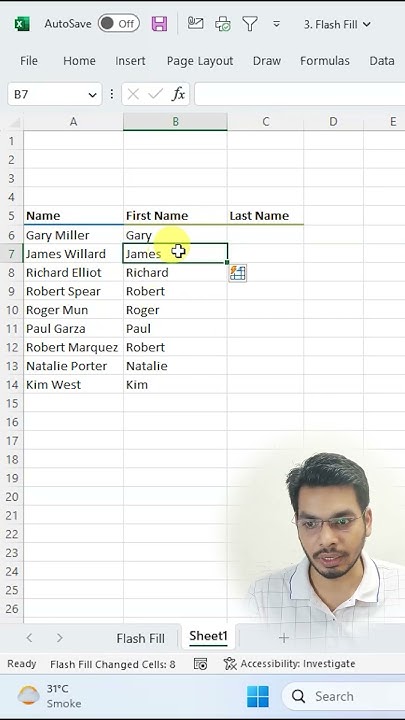 How to Use Flash Fill in Excel | Save Time Instantly #excel #exceltips #office - YouTube