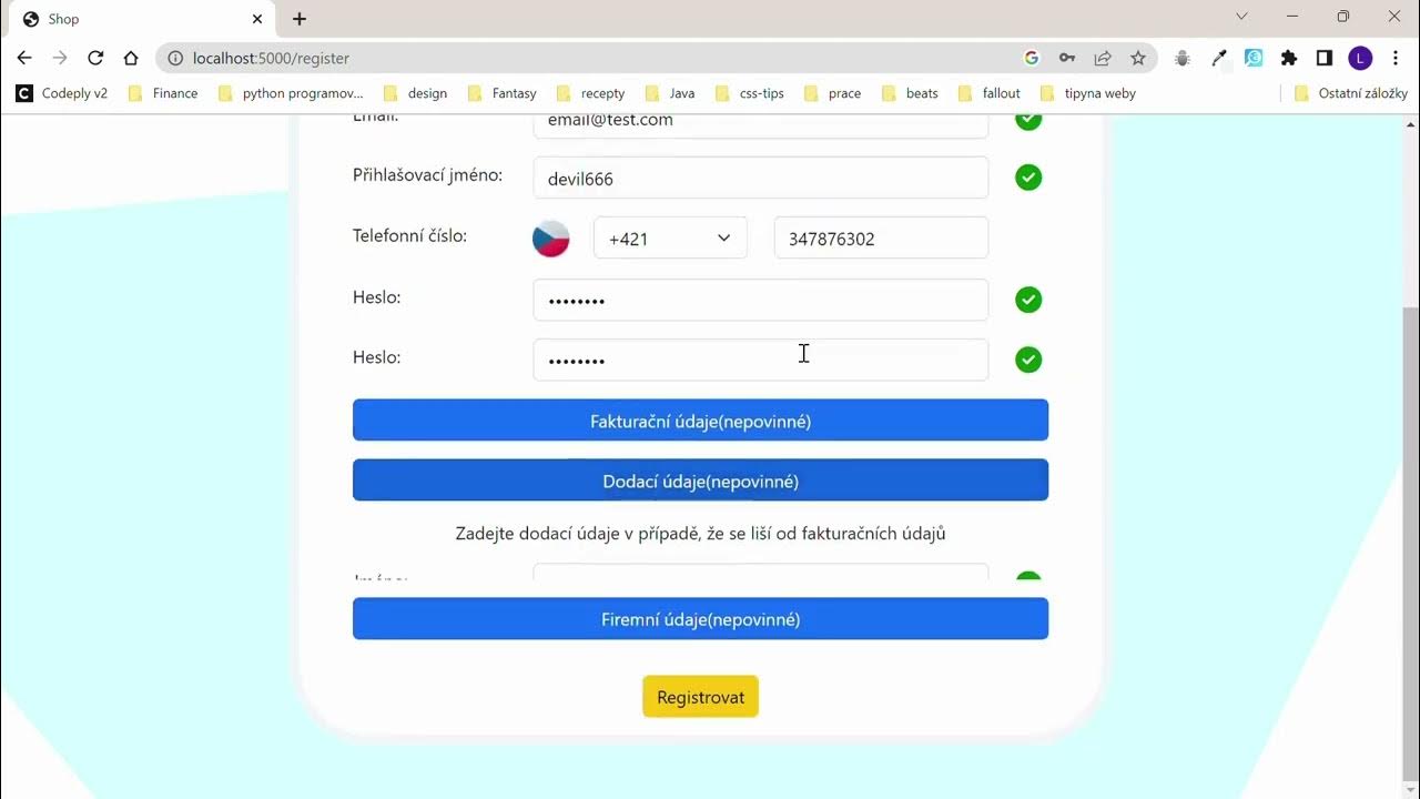Register Form Using Flask, Html, SCSS, Ajax, jQuery - YouTube