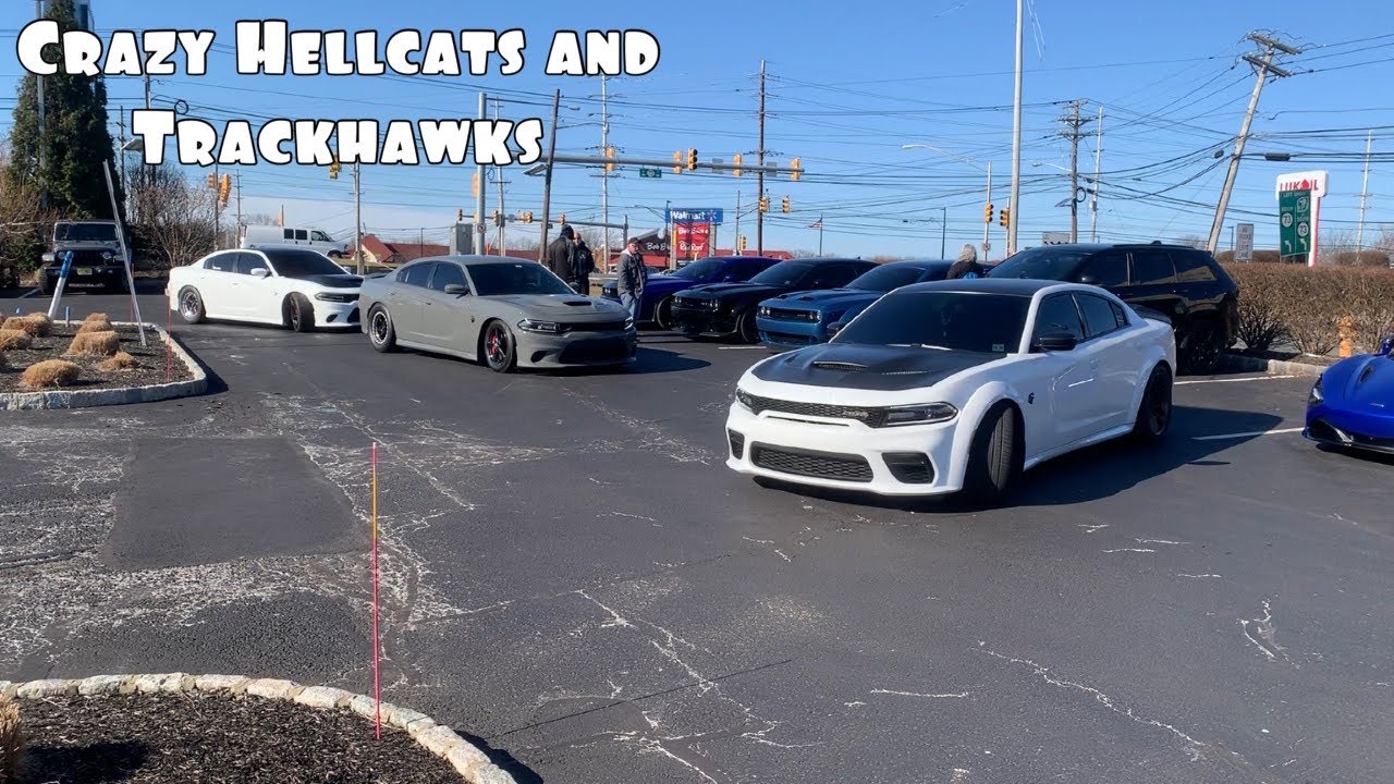 Crazy Hellcats and Trackhawks Take Over Cars and Coffee - YouTube