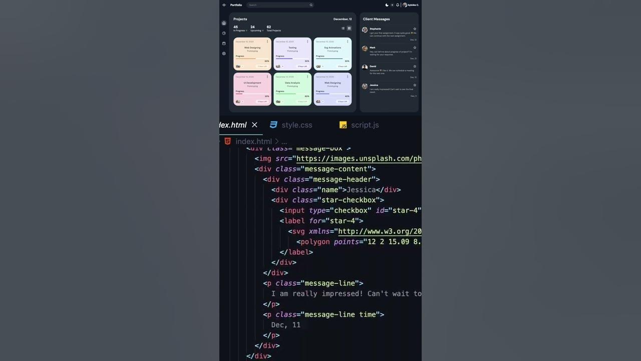 Project Management Dashboard Ui Mind Blowing Codepen 101 Html Css Javascript Shorts Ui