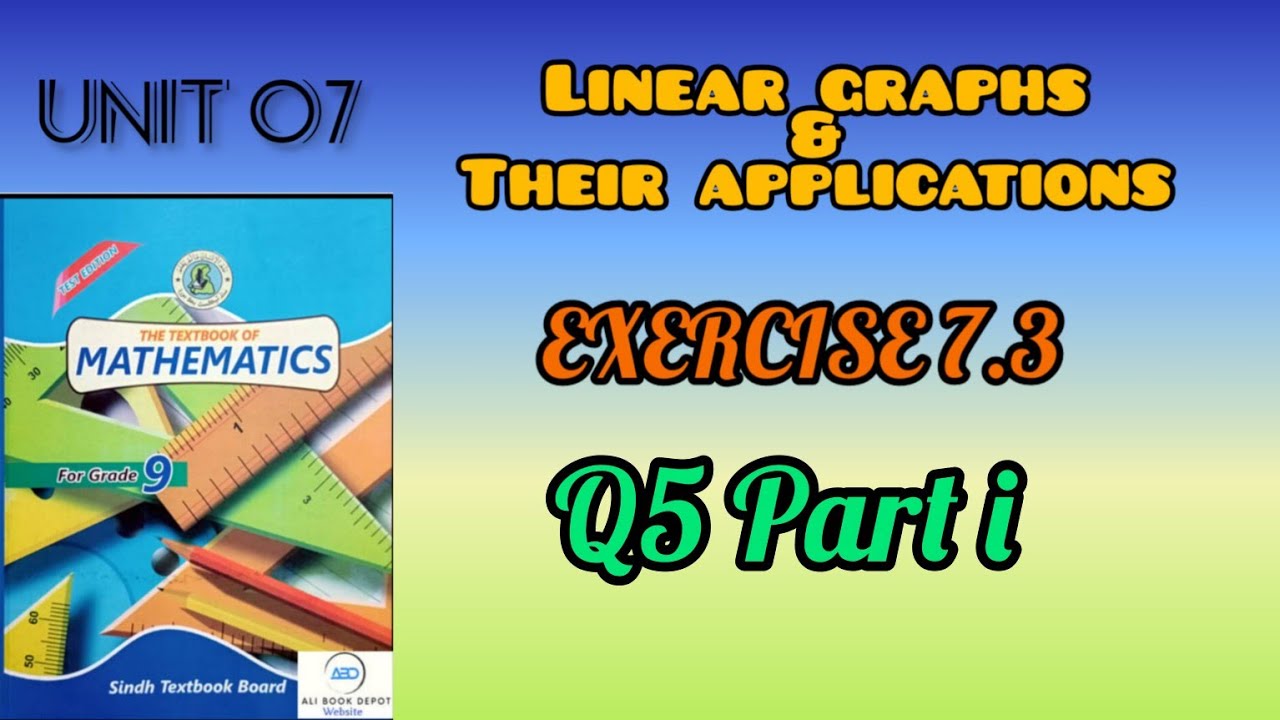 Exercise 7.3 Q 5 (Part i) Class 9 maths Sindh board|| Unit 07|| Linear ...