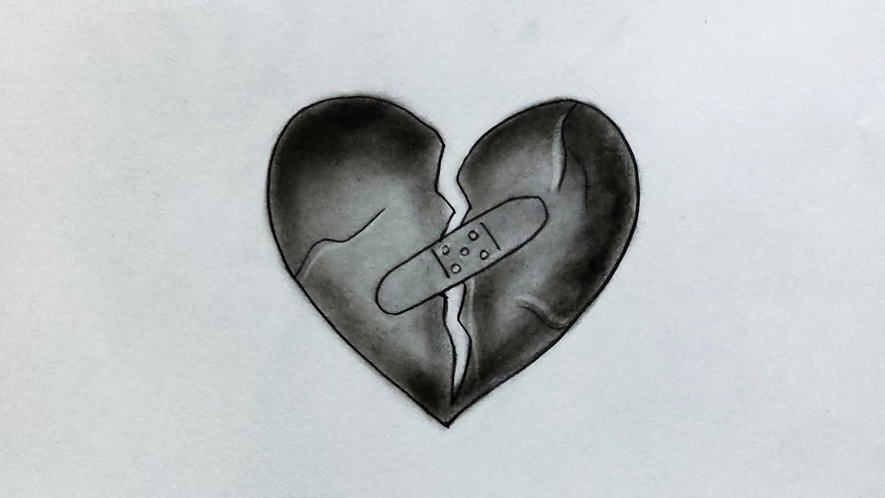 How To Draw Broken Heart || Easy drawing Tutorial for beginners Step by ...