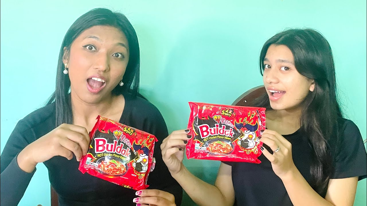 Buldak 2X Spicy noodles challenge with sister 🥵 - YouTube