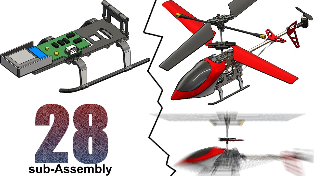 28 SolidWorks |Helicopter|: 3rd sub-Assembly, landing frame and ...