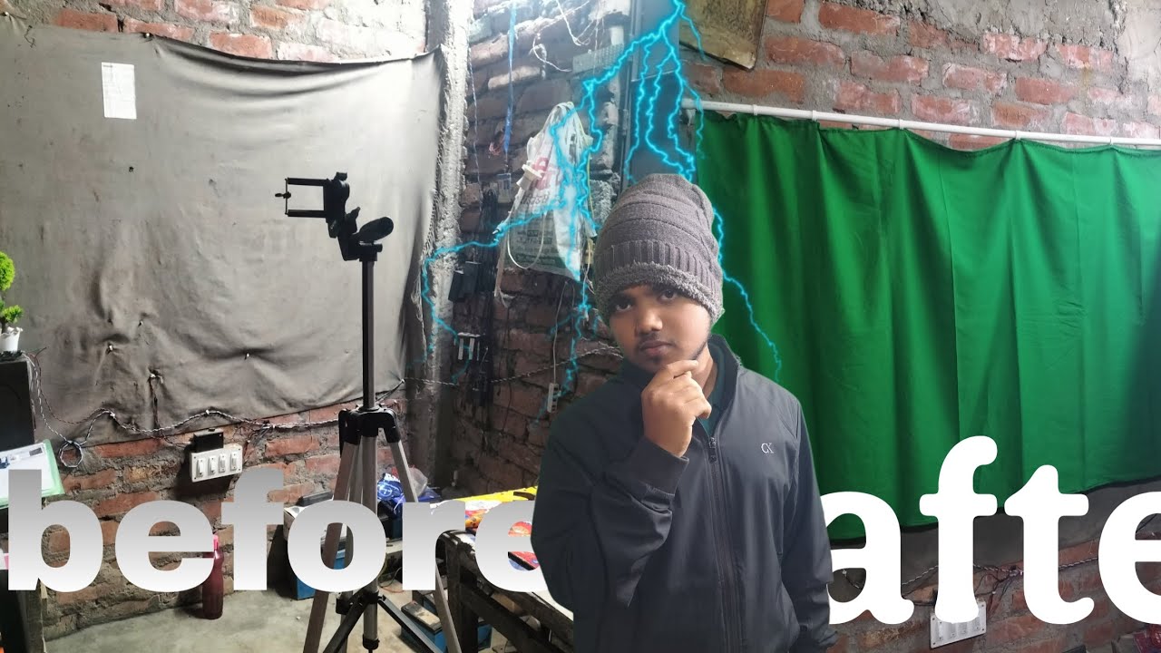 video editing, background sliding set green. parda before and after ...