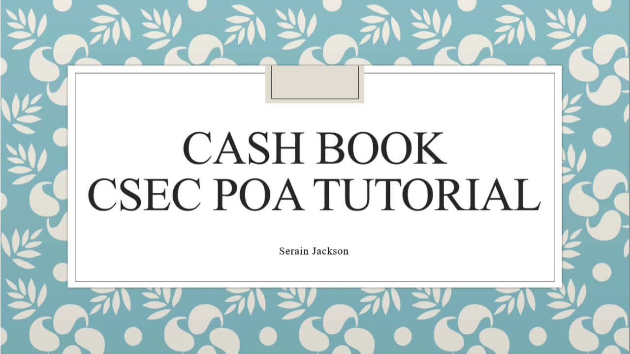 Cash Book pt.1|Books of Original Entry |CSEC Principles of Accounts ...