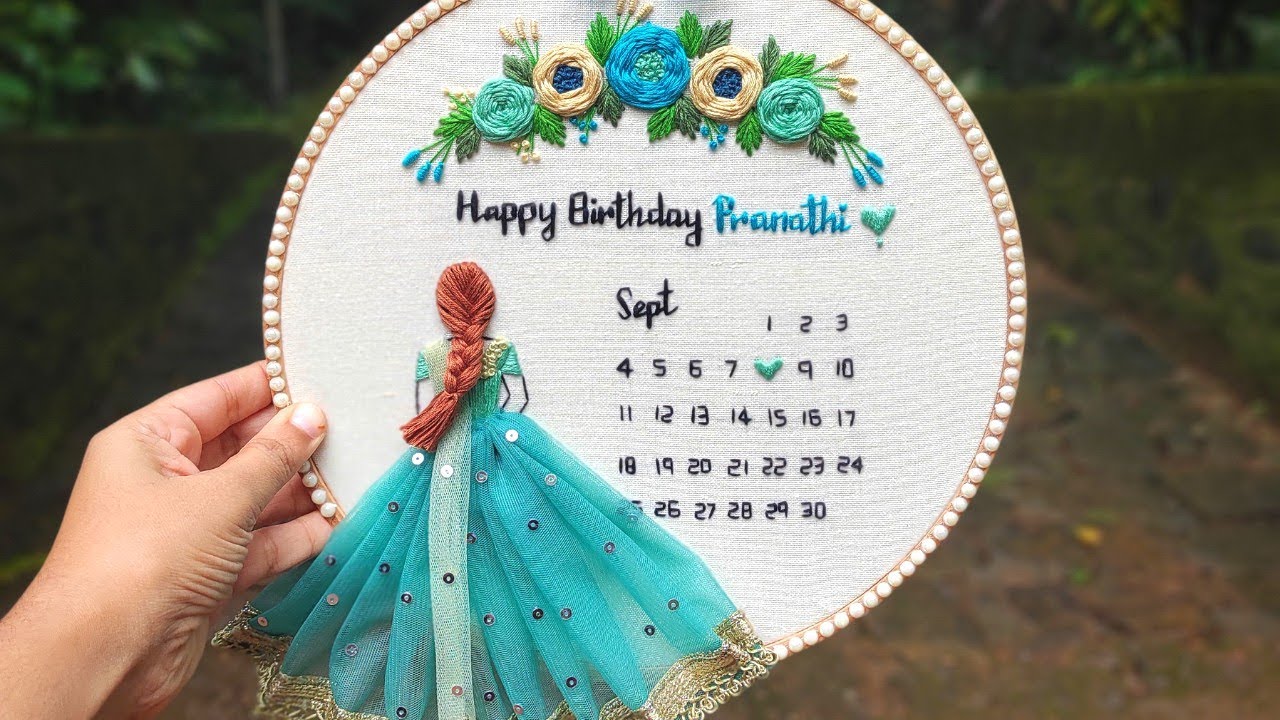 Beautiful Girl Embroidery for Calendar Art / Calendar Embroidery ...