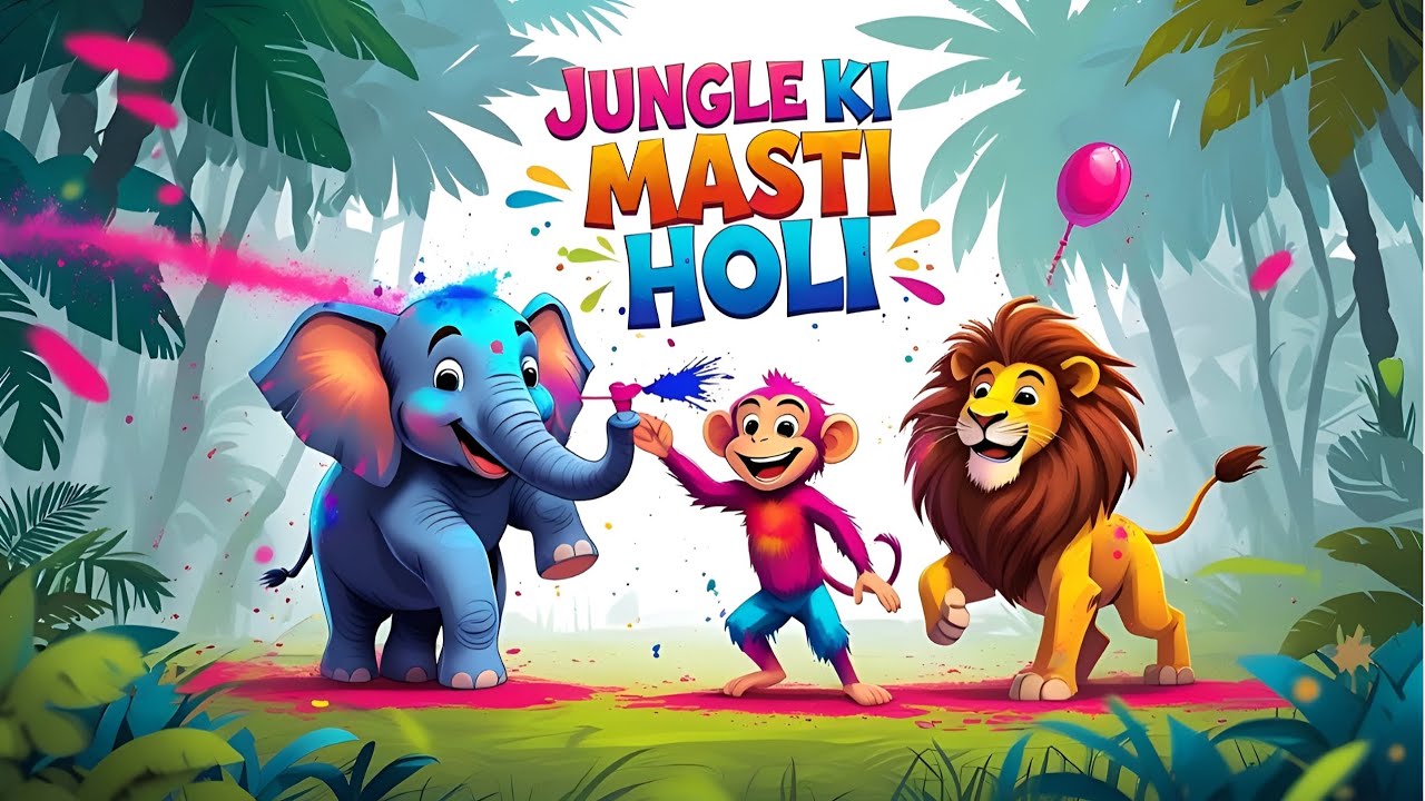 Jungle Ki Masti Holi – Fun Holi Song for Kids | Cartoon Animals Playing ...