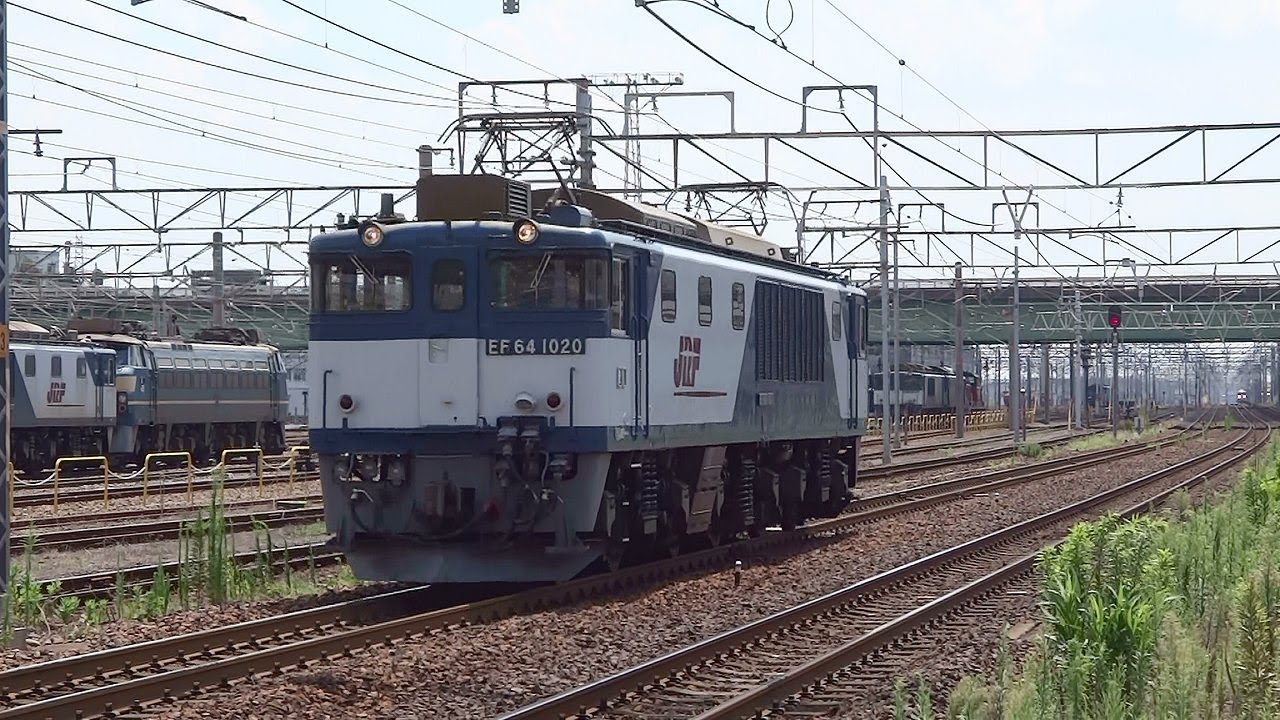 JR貨物 EF64-1020 貨物列車 (8865レ 単機回送) 東海道線 稲沢駅貨物線 発車 - YouTube