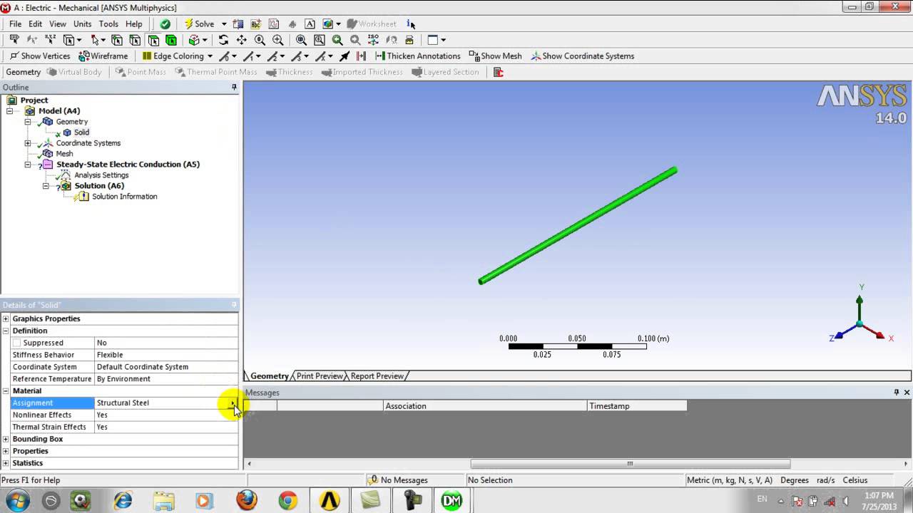 Ansys 14 simulate electric current in wire of copper - YouTube