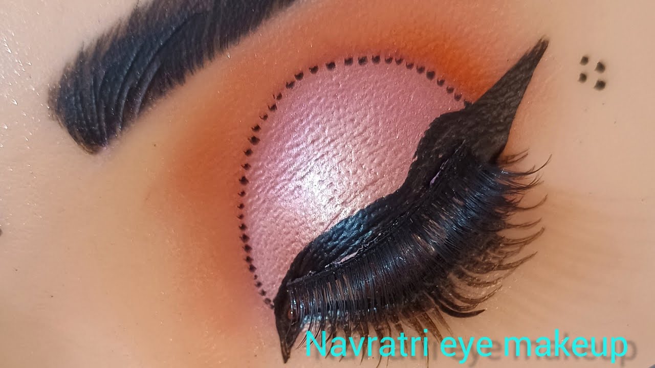 special navratri eye makeup tutorial on hand | pink eye makeup ...
