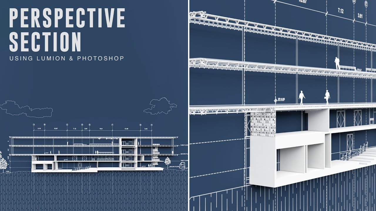 Blueprint Perspective Section in Photoshop - YouTube