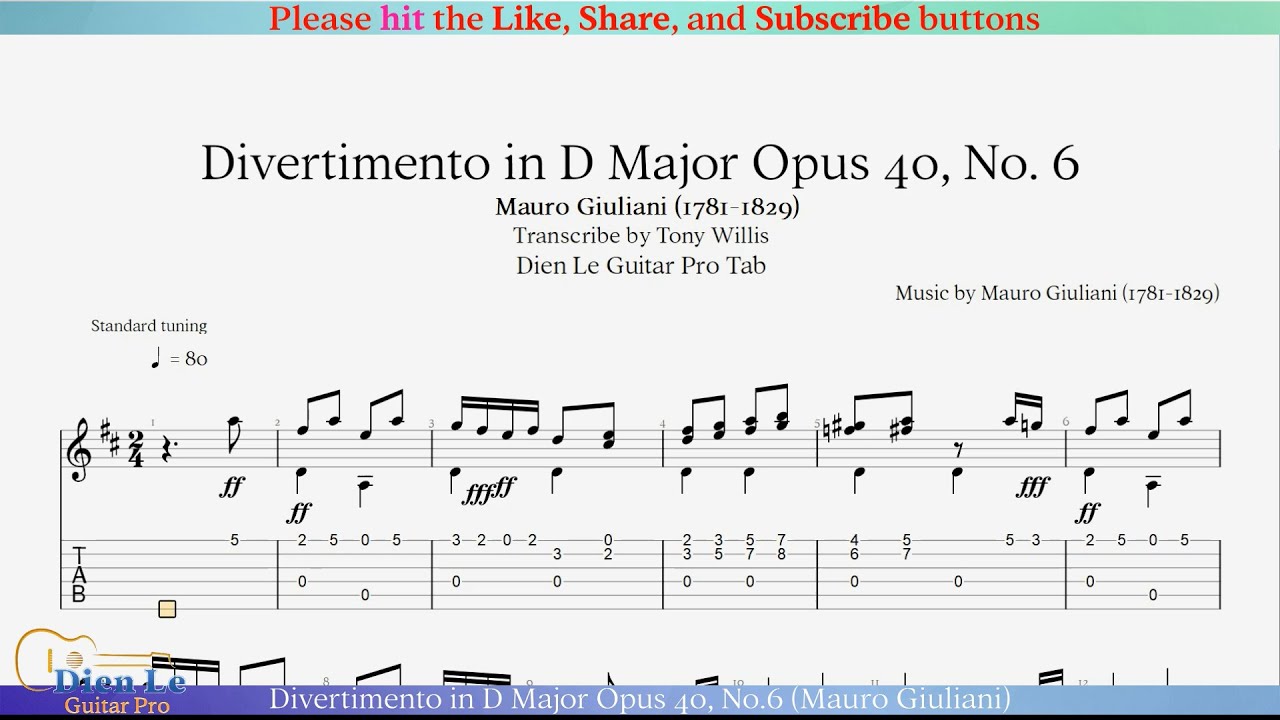 Divertimento in D Major Opus 40, No.6 (Mauro Giuliani) for Classical ...