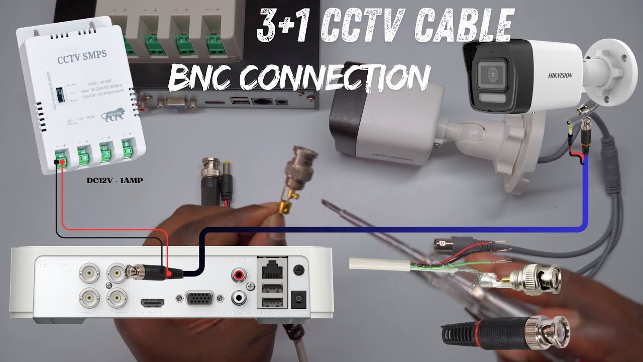 How to Connect an HD Analog CCTV Camera to a DVR with 3+1 Cable (Step ...
