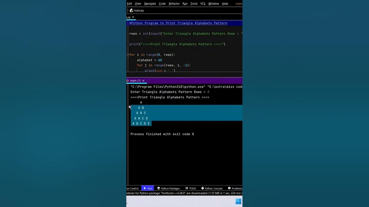 Print Pyramid Alphabets Pattern 👍😉 Codewithharry Css Python Programming Shorts Youtube