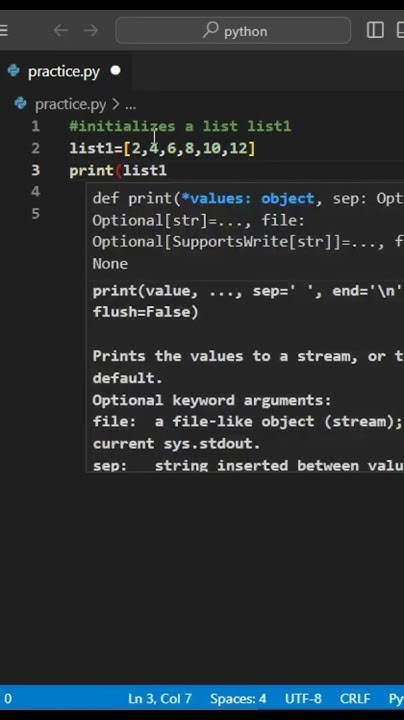 initializes of list list1🤷‍♂️#python #pythoncode #pythonforbeginners #coding - YouTube