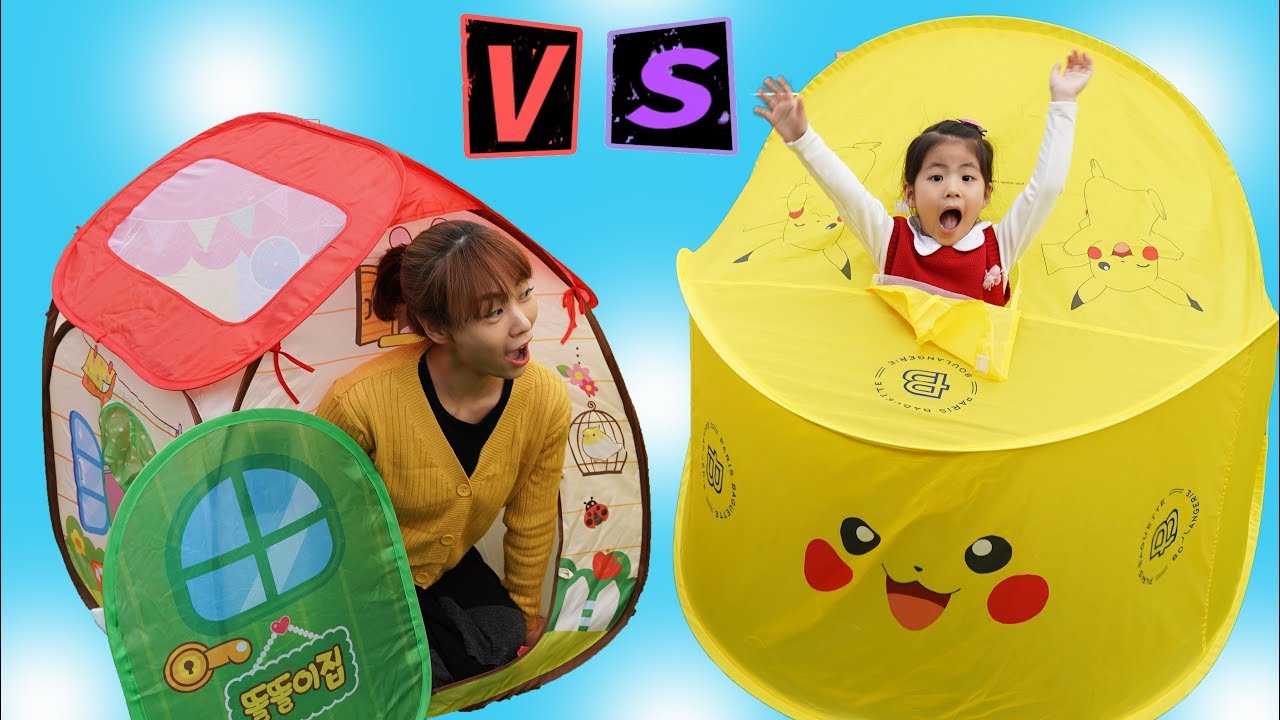 캠핑에는 이런 텐트가 완전 좋아요?!! 서은이의 피카츄 텐트 캠핑 놀이 똘똘이 핑크퐁 Poketmon Pikachu Tent ...