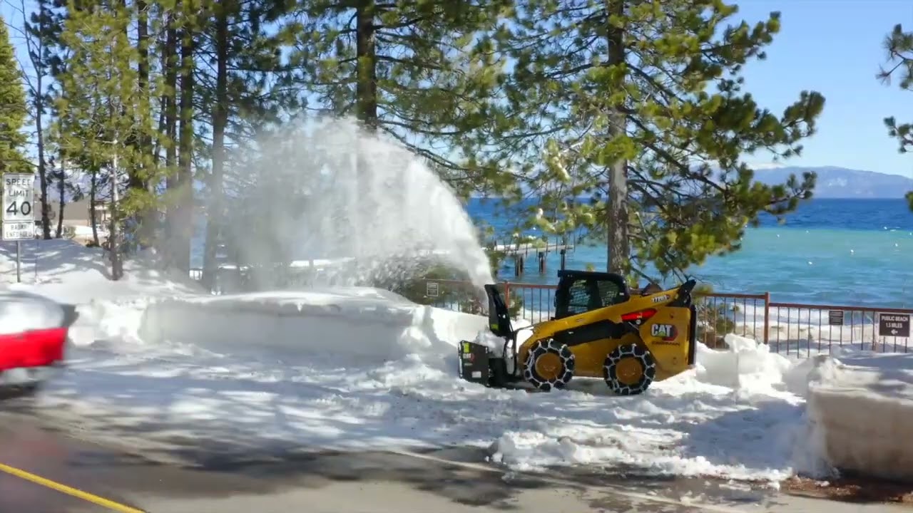 Snow Removal CAT Snow Blower and 272D3 Skid Steer Loader - YouTube