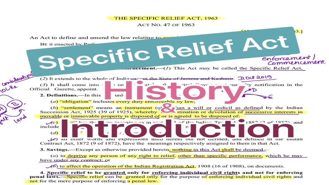 Specific Relief Act 1963 - YouTube