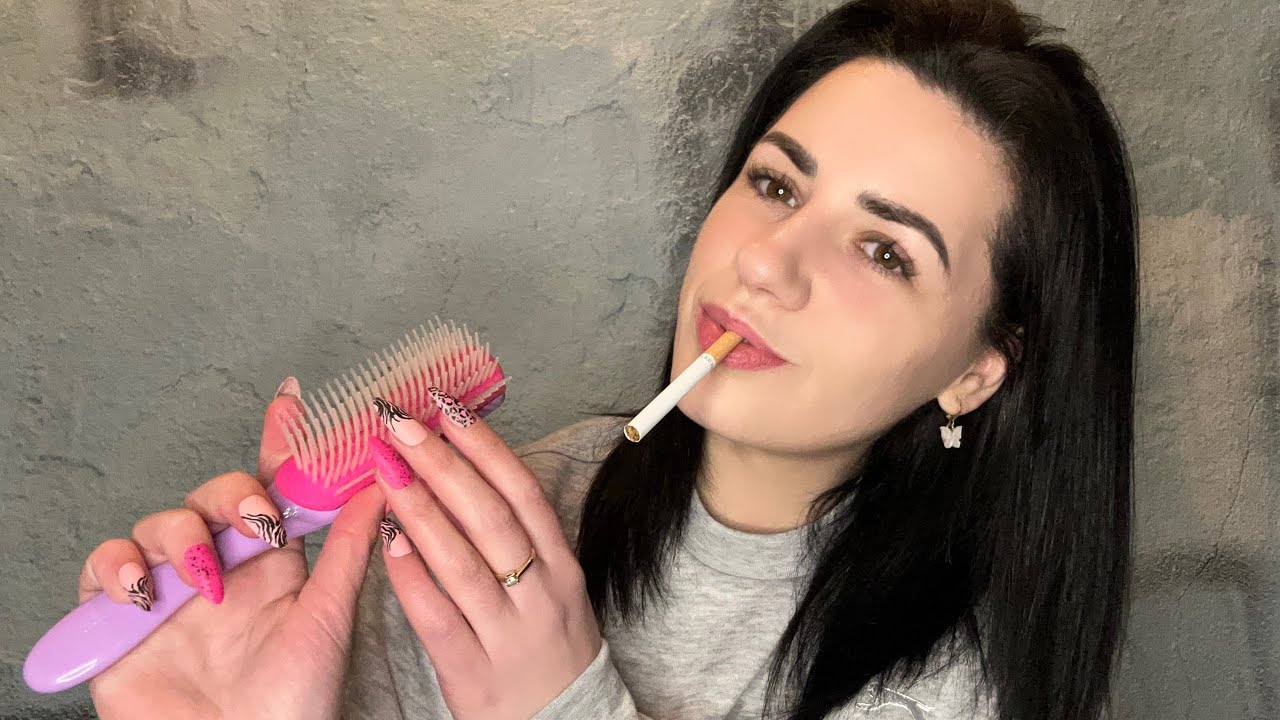 ASMR | Hair Brushing Sounds, Smoking & Whispering - YouTube