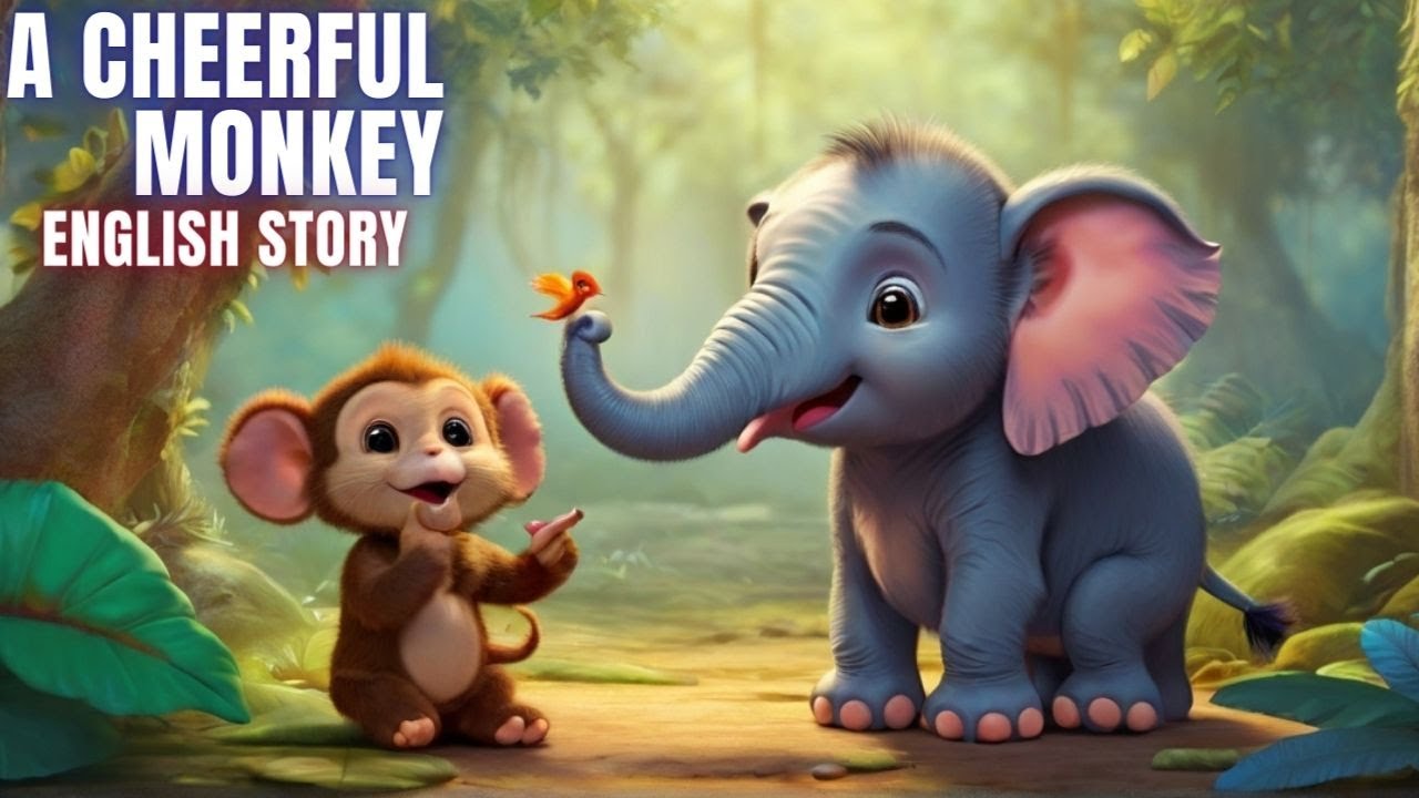 A Cheerful Monkey | English Story for Kids | Jungle Animals Story ...