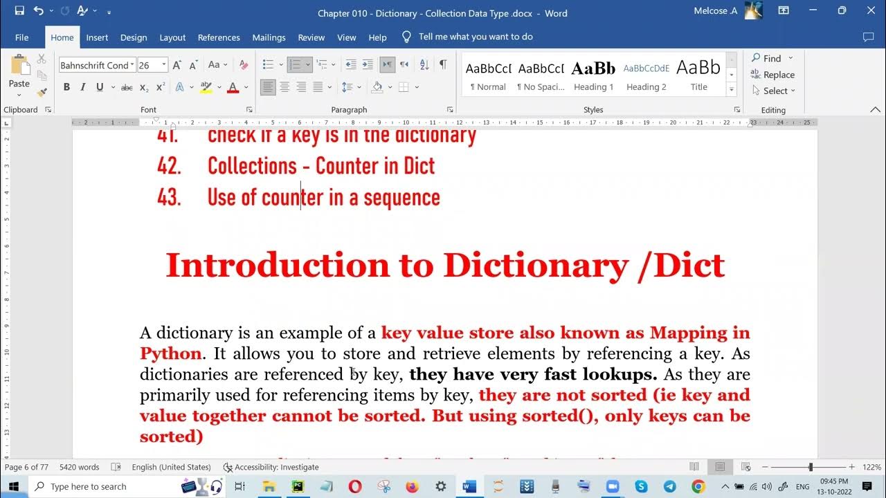 Day 13- Batch 3 - Dictionary - Python Collection Data Type - Part 1 - YouTube