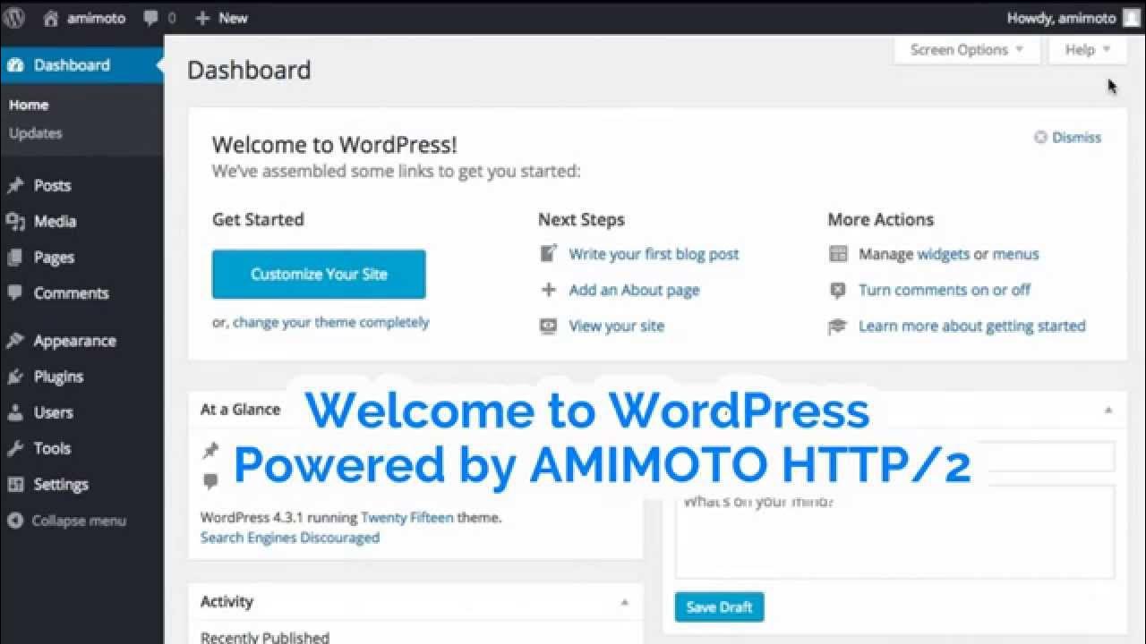 WordPress Powered by AMIMOTO (HTTP/2) via AWS Marketplace - YouTube