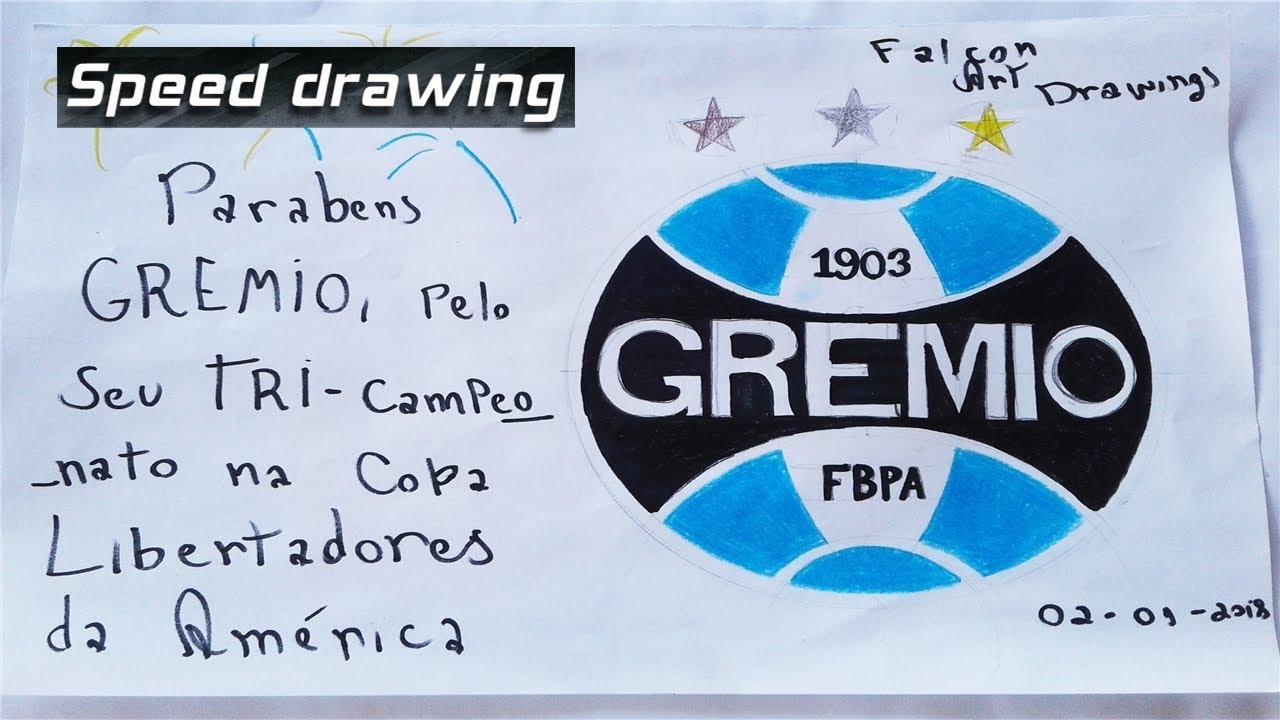 Desenho rápido escudo do Grêmio(Daniel)/Fast drawing shield of the ...