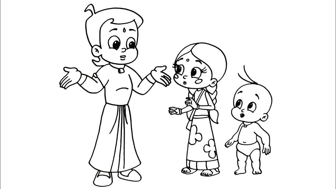 How To Draw Chutki | Chutki Drawing | Chutki Cartoon Sketch | Chhota ...