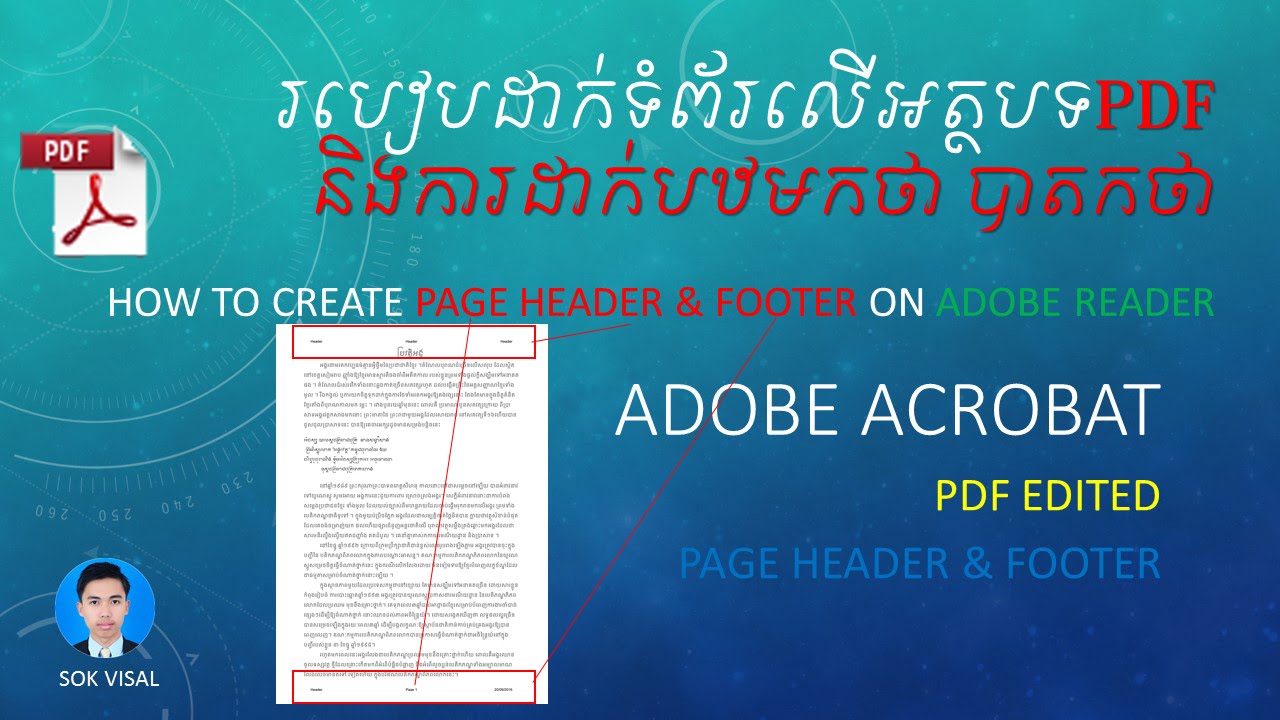 How to create page number with header and footer on PDF - YouTube