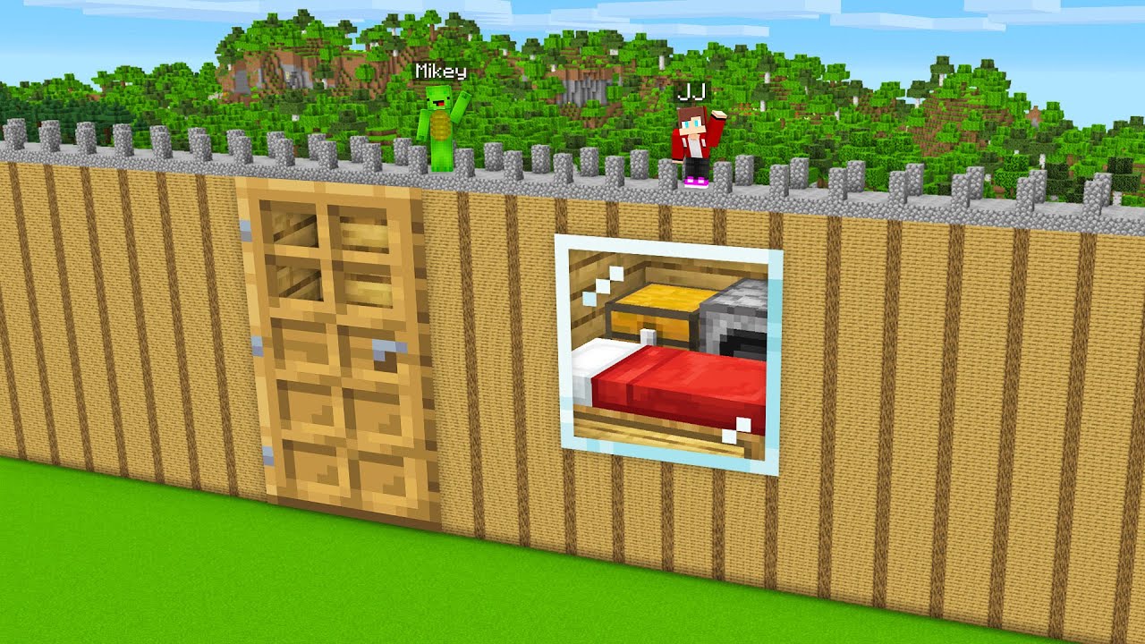 Mikey and JJ Built a House Inside a HUGE WALL in Minecraft (Maizen ...