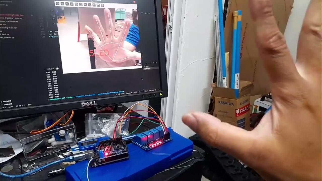 ทดลอง OpenCV hand detect ควบคุมรีเลย์โมดูล 4 ช่อง - YouTube
