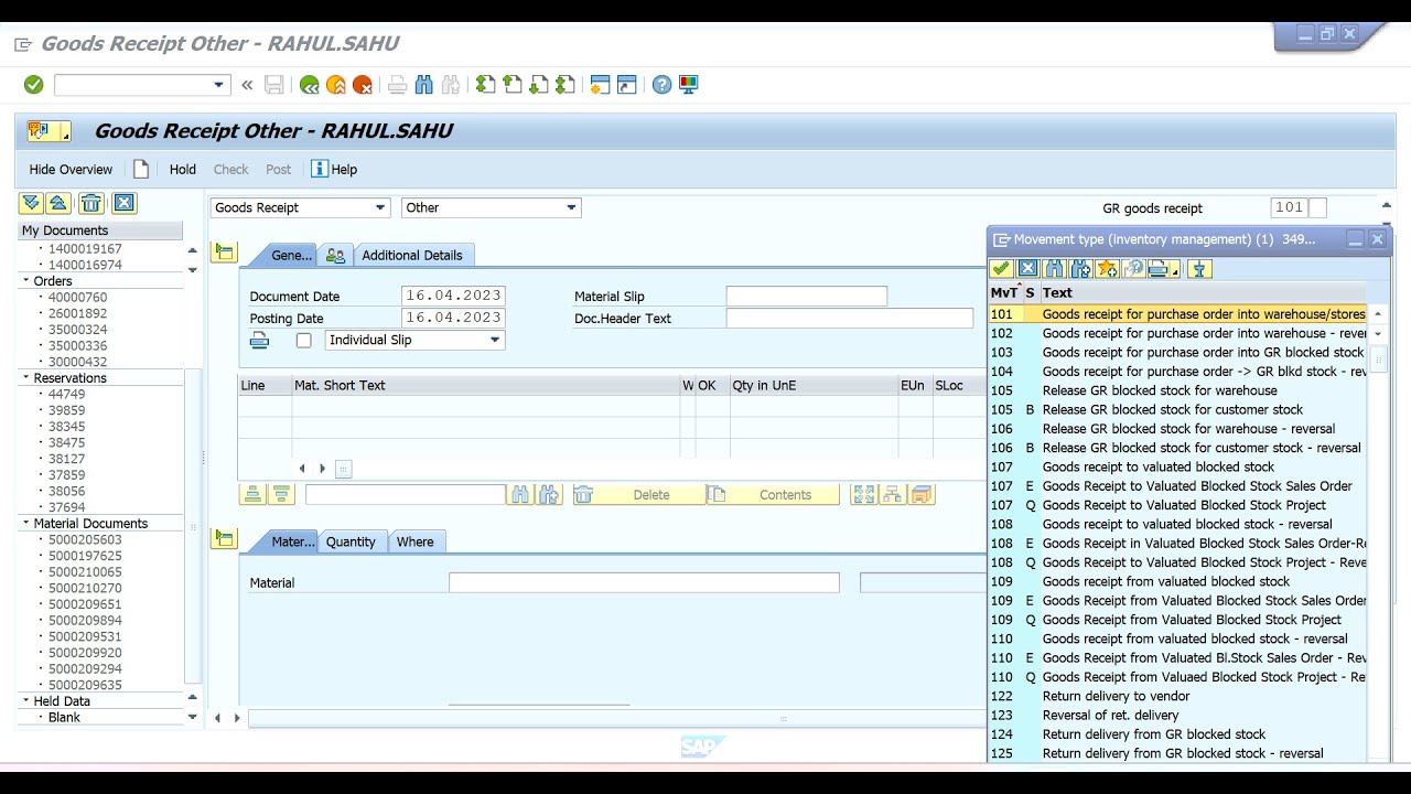 What Is The Difference Between 101 And 103 105 Movement Type In SAP