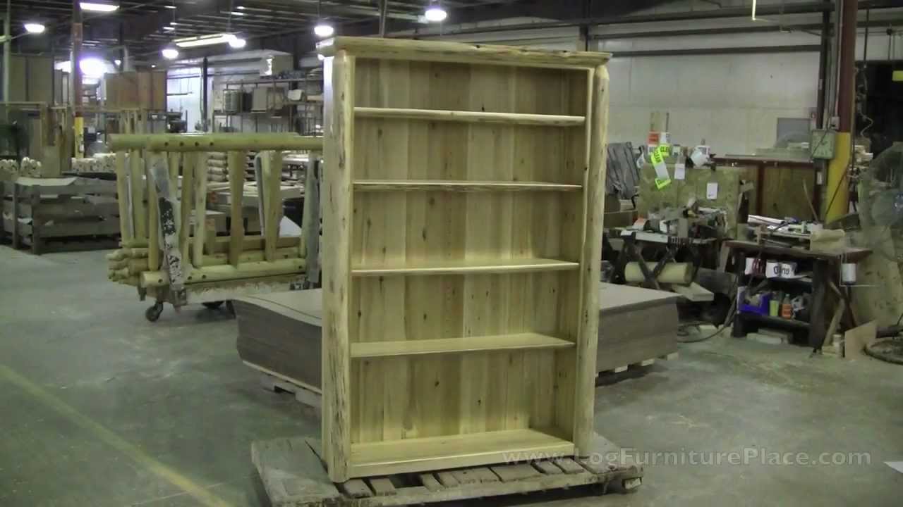 Cedar Lake 72 inch Tall Log Bookcase from LogFurniturePlace.com - YouTube
