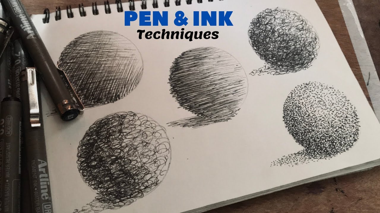 Ink drawing with basic hatching strokes | Pen & Ink Drawing - YouTube