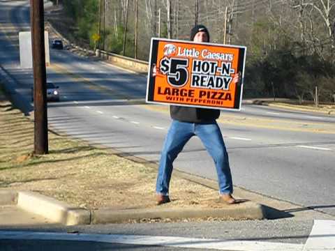 Little Caesar Sign Guy Dancing - YouTube