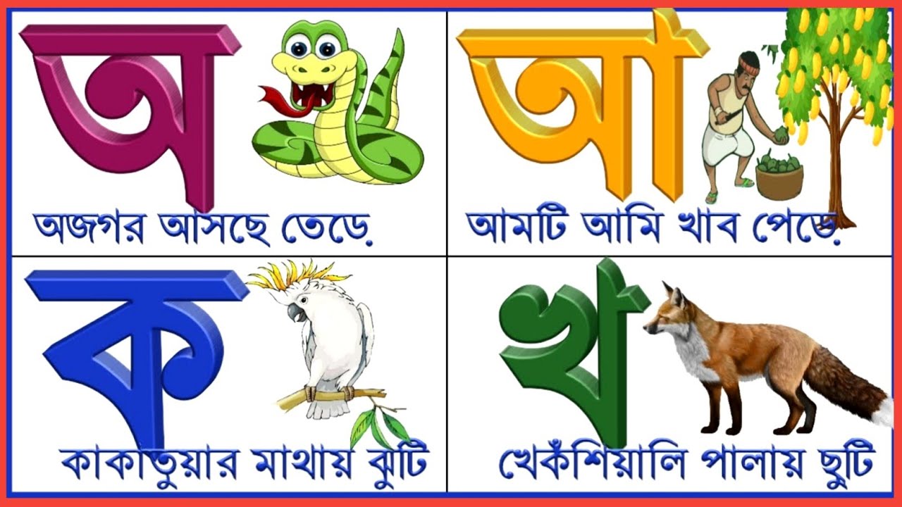 কখগঘ Bangla Sekha | ka kha ga gha bengali alphabet learning | বাংলা ...