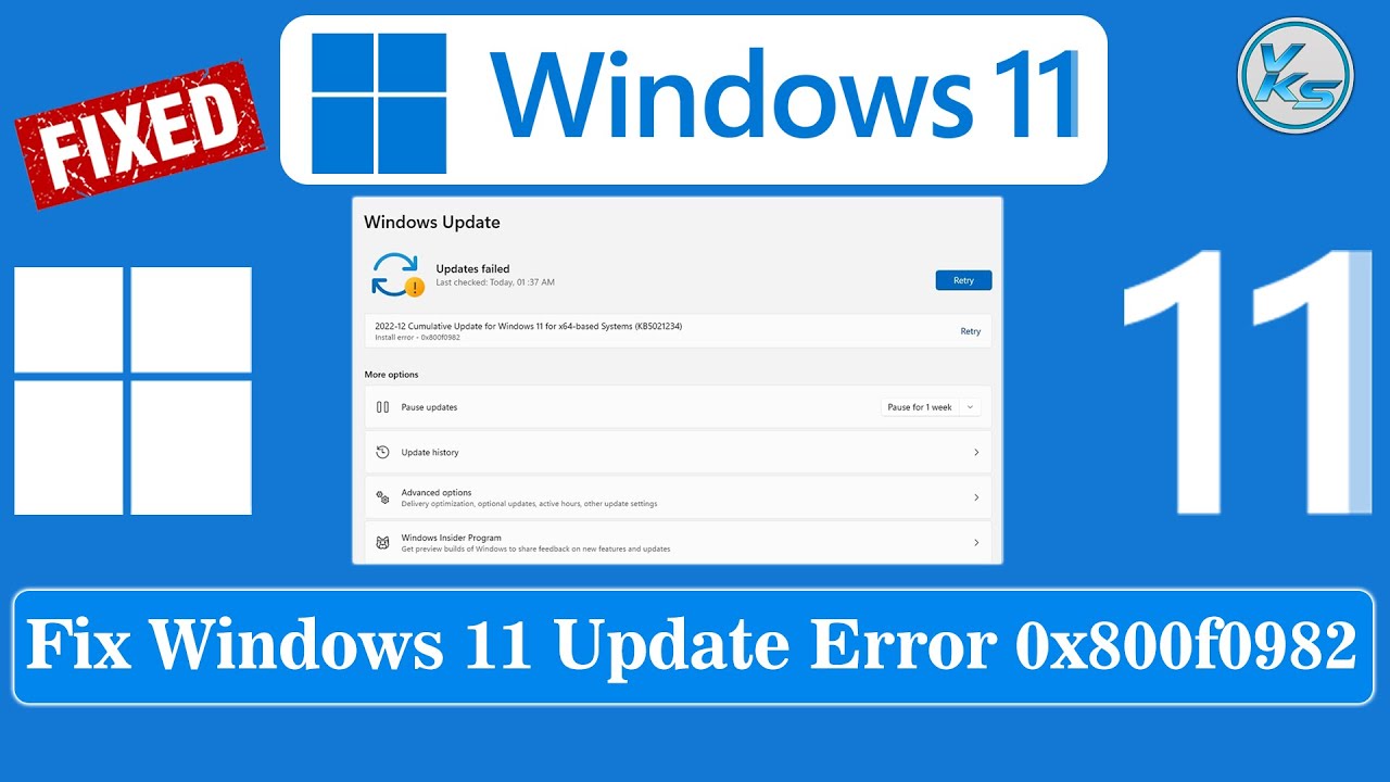 Troubleshoot Windows 11 Update Error 0x800f0982 [FIX] - YouTube