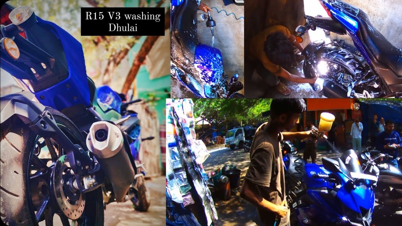 R15 V3 washing bike dhulai🏍️🛀🫣 address RK Puram sector 1# ...