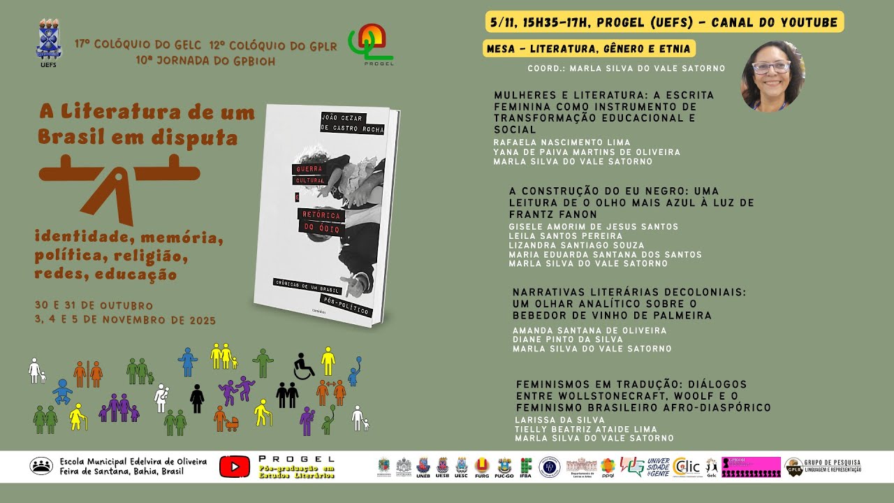 17. COLÓQUIO GELC/UEFS. Mesa Literatura, Gênero. Coord.: Profa ...