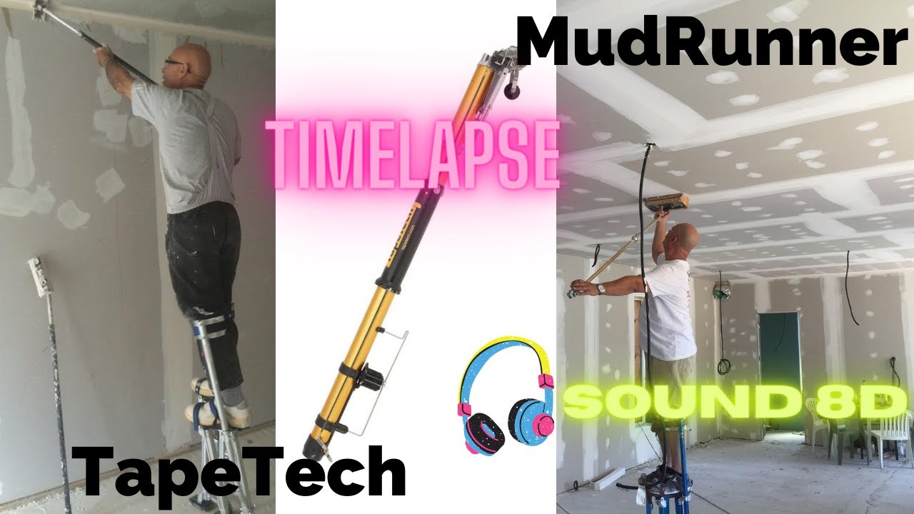 Timelapse! Tape Drywall Plasterboard with TapeTech Bazooka and ...