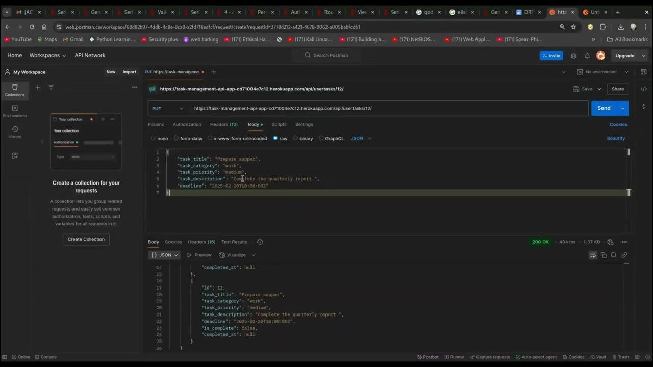 simple task management api (django REST API) - YouTube