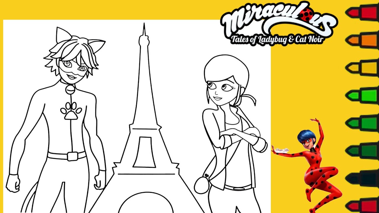 Coloring catnoir and Marinette/miraculous ladybug and catnoir in Paris ...